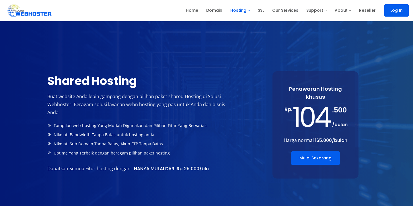 Beli Web Shared Hosting Murah Gratis SSL | Solusi Webhoster